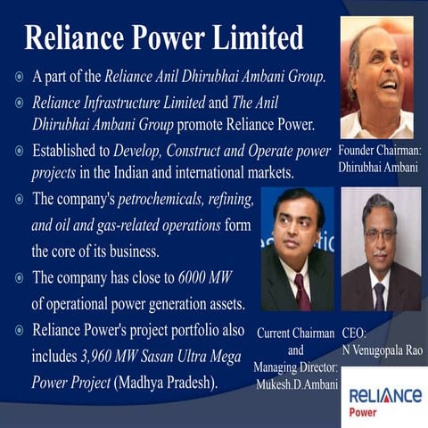 Departmentalization of Reliance Power Limited | PPT