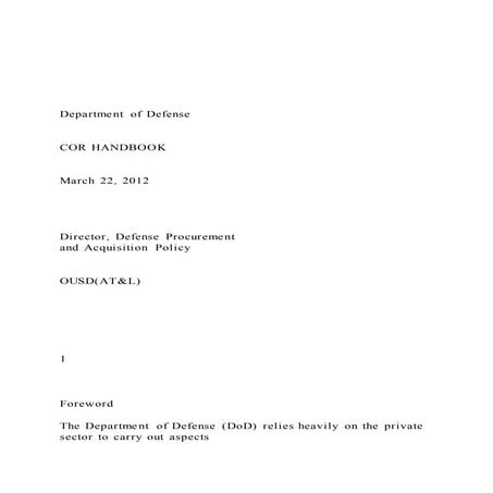 Department of Defense COR HANDBOOK March 22, | DOCX