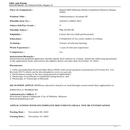 Departmentofeducation Administrativeassistantiii 2pdf