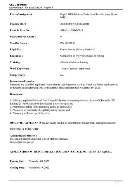 Departmentofeducation Administrativeassistantiii 2pdf