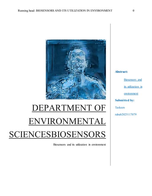 Enzyme based Biosensors | PPTX