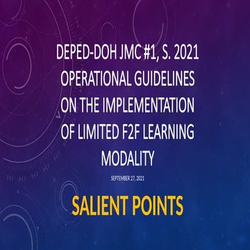 DEPED-DOH JMC 1 IMPLEMENTATIONF2FLEARNINGMODALITY | PPT