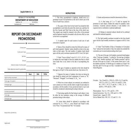 Dep ed form-18a-secondary-by-jonathanparanada | XLS