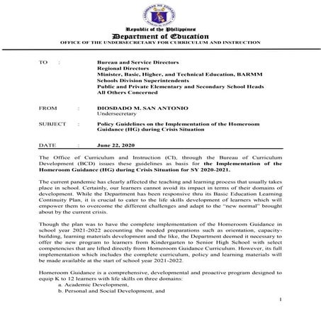 K to 12 Curriculum Guide for Kindergarten