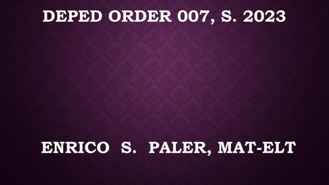 PPT1_021.pptxX DEPED ORDER NO. 21 SERIES | PPTX