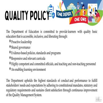 DepEd Quality Policy Statement DepEd Quality Policy Statement | PPTX