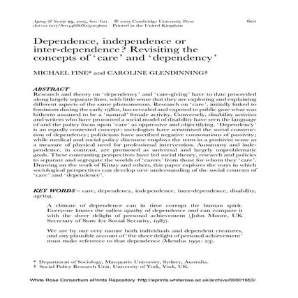 Dependency | PDF | Eldercare | Family and Relationships