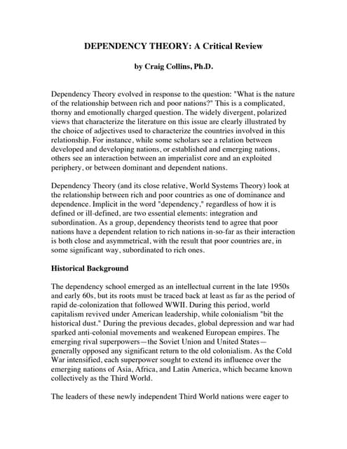 Dependency Theory | PDF | Economy | Business and Finance