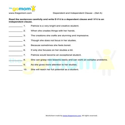 Dependent and-independent-clause-worksheet-a | PDF