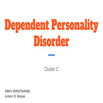 Dependent personality disorder.pdf | Mental Health | Diseases and ...