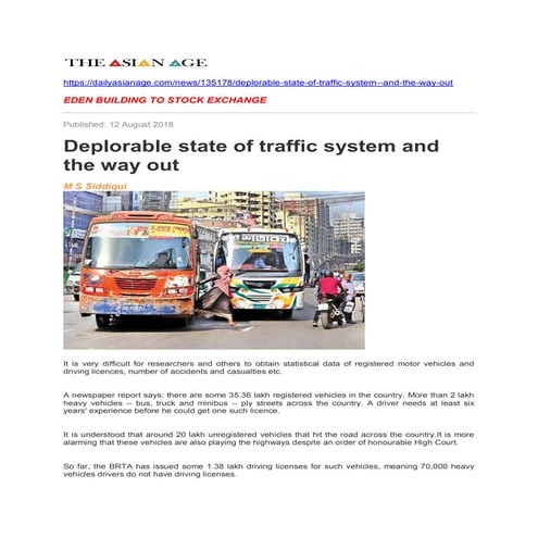 Deplorable state of traffic system and the way out | PDF