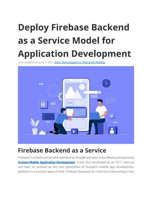 Deploy Firebase Backend As A Service Model For Application Development