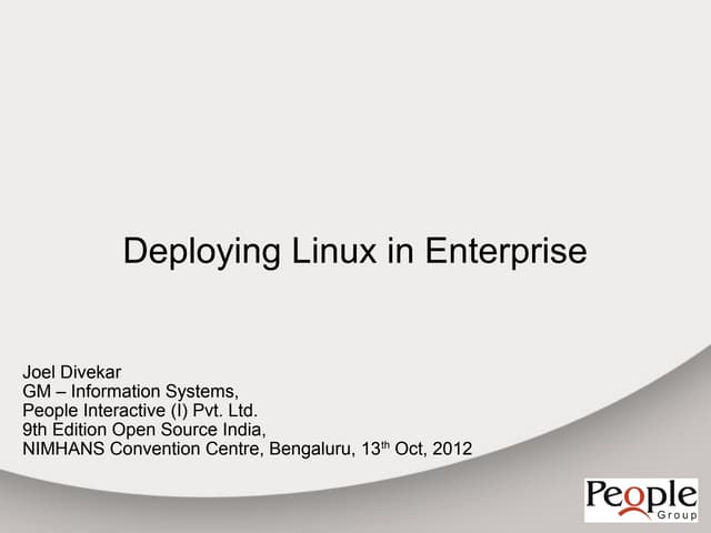 Deploying Linux In Enterprise Ppt