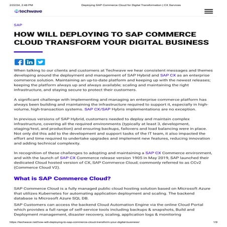 Deploying SAP Commerce Cloud for Digital Transformation _ CX Services ...
