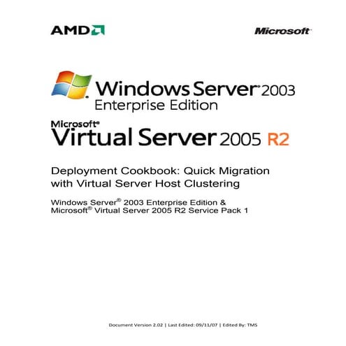 Deployment Cookbook: Quick Migration with Virtual Server Host ... | PDF