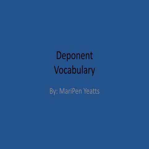Deponent verbs yeatts | PPT