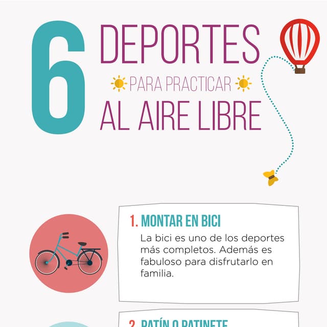 Deportes para practicar al aire libre - Ocioneo - Infografía | PDF