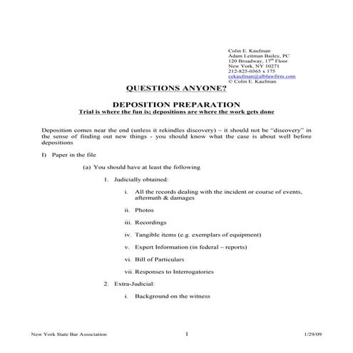 Deposition preparation | PDF