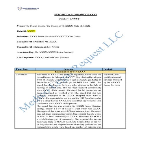 Deposition Summary Sample - Deposition Transcripts.pdf