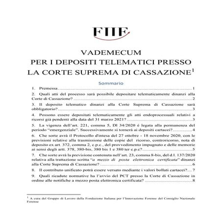 Deposito telematico presso la Cassazione: il vademecum della FIIF | PDF