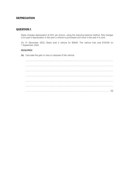 Depreciation Igcse Accounting Practice Questions Pdf Business