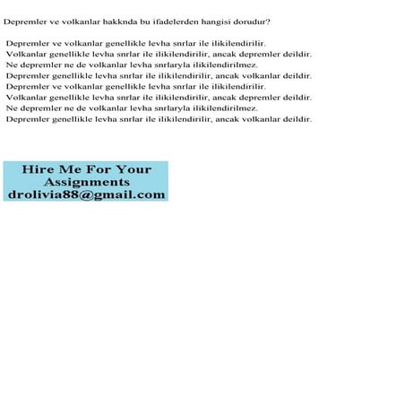 Depremler ve volkanlar hakknda bu ifadelerden hangisi dorudur .pdf