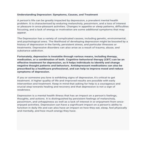 depression , definition,causes,sign , treatment | PDF