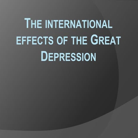 International impacts of the Great Depression | PDF