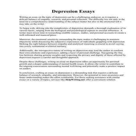 Depression Essays. Great Depression Essay Sample | PDF
