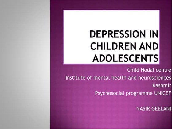 Childhood Depression Course: Institute Of Child Psychology | PPT