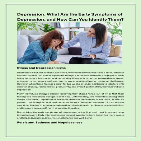 Depression Symptoms Explained: Early Signs and How to Spot Them | PDF