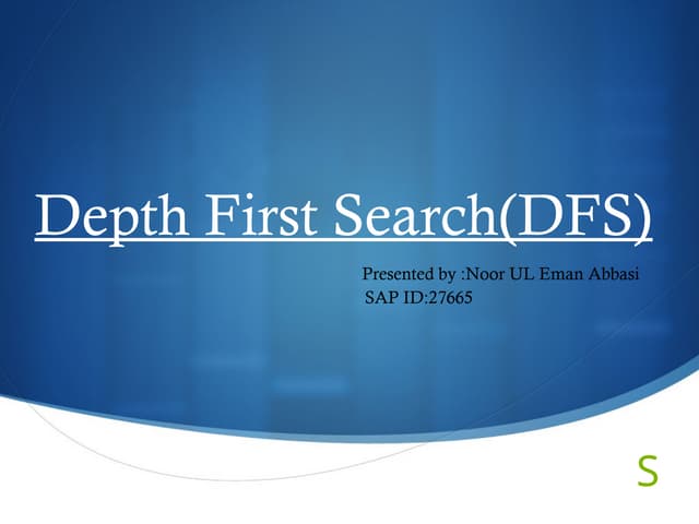 Depth First Search Dfs Dsa Presentiation Ppt