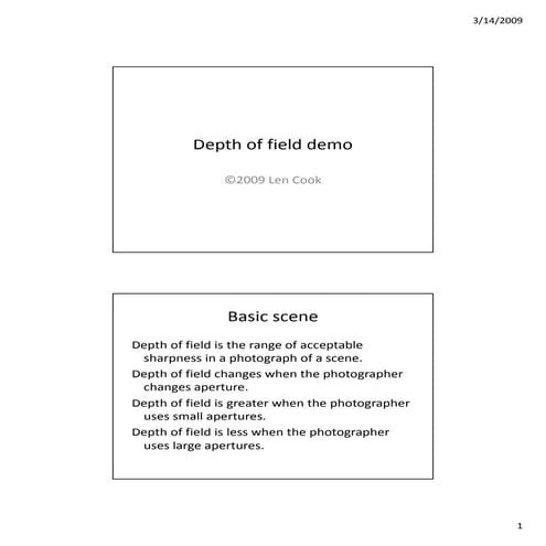 Depth Of Field Demo | PDF