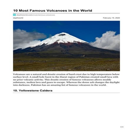 10 Most Famous Volcanoes in the World | PDF