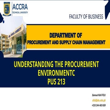 DEPT OF PSCM ppt PUS 213 L4.understanding procurement environment | PPTX