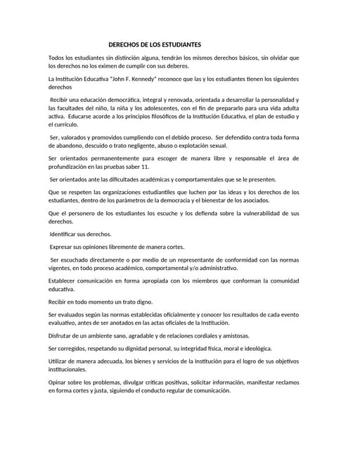 Los derechos y deberes de estudiante | PDF
