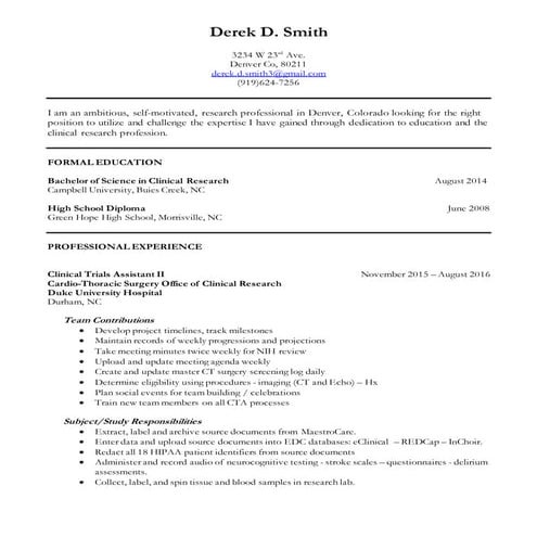 Derek smith resume 7 | DOCX