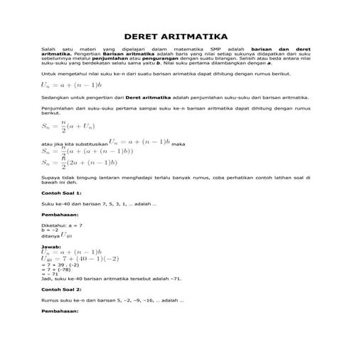 Deret aritmatika | PDF