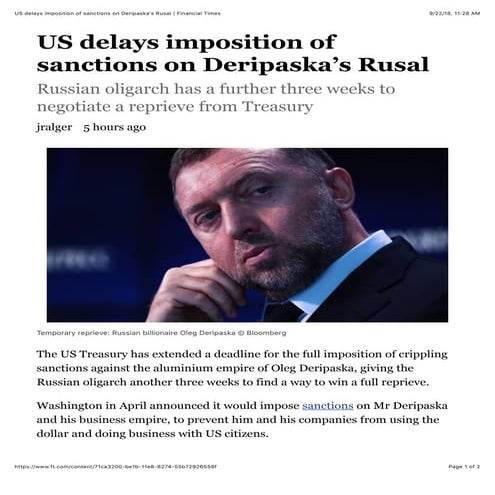 Deripaska and Rusal | PDF