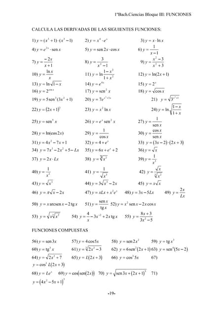 Tabla derivadas inmediatas | PDF