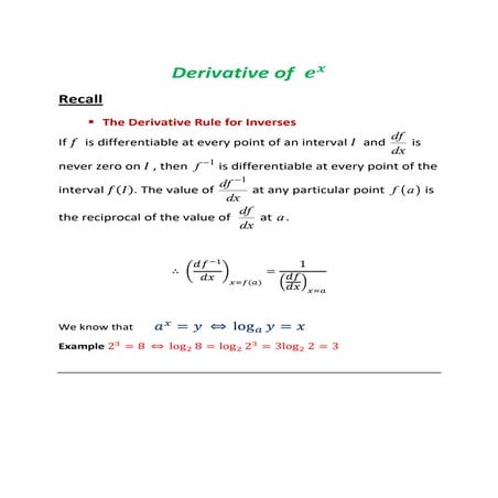 Derivative of e^x | PDF