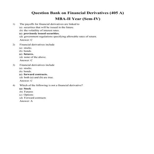 Derivatives question bank | PDF