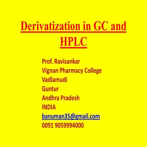 Derivatization in HPLC & GC | PPTX