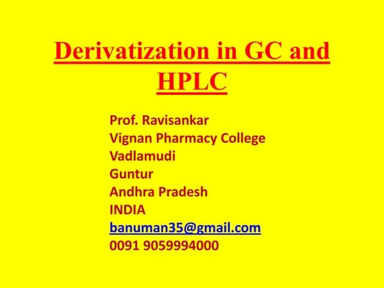Derivatization in HPLC & GC | PPTX | Chemistry | Science