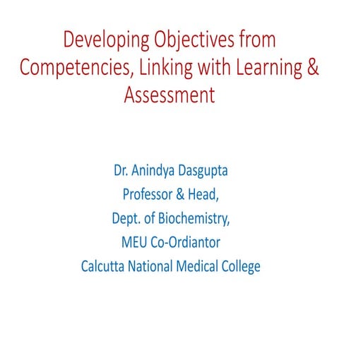 Deriving objectives from competencies dr. anindya | PPTX