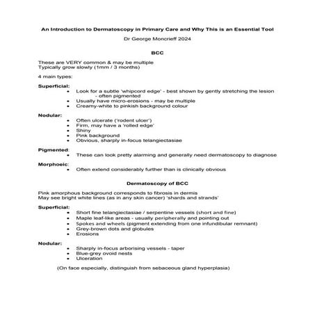 BASICS IN DERMOSCOPY for clinical diagnosis | PPTX