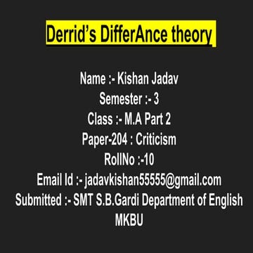 Derrida’s DifferAnce theory | PPTX