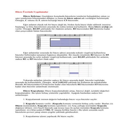 Ders 6 hücre üzerinde uygulamalar | DOCX