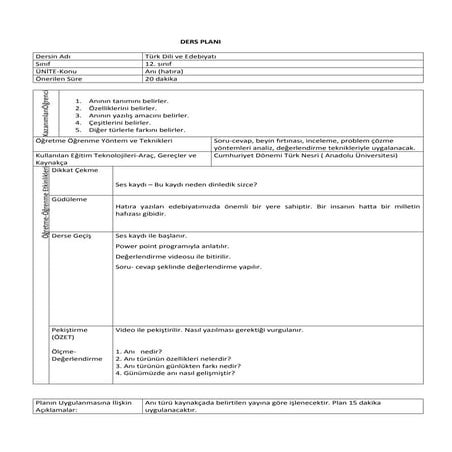 Ders Planı | PDF