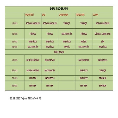 Ders programi | DOCX